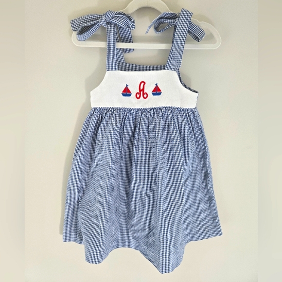 Kelly's Kids | Dresses | Sailboat Monogram A Dress Kellys Kids Gingham ...